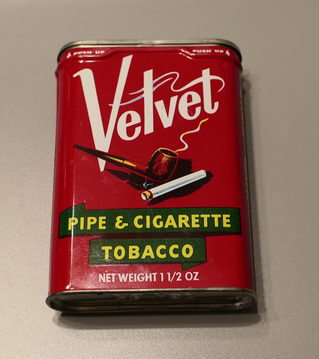 Vintage Velvet Pipe & Cigarette Tobacco Tin - Etsy