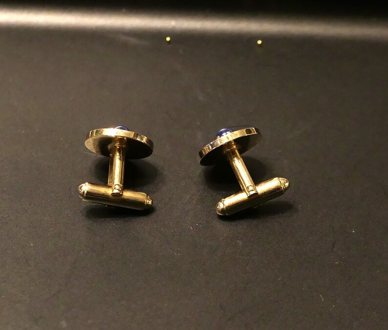 Blue Cuff Links Classic Tuxedo Vintage Gold Convex Dish Cufflinks Blue ...