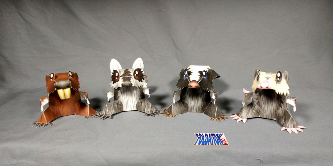 DIY Four Woodland Character Cardmodel Kits Wildlife Expedition Furry ...