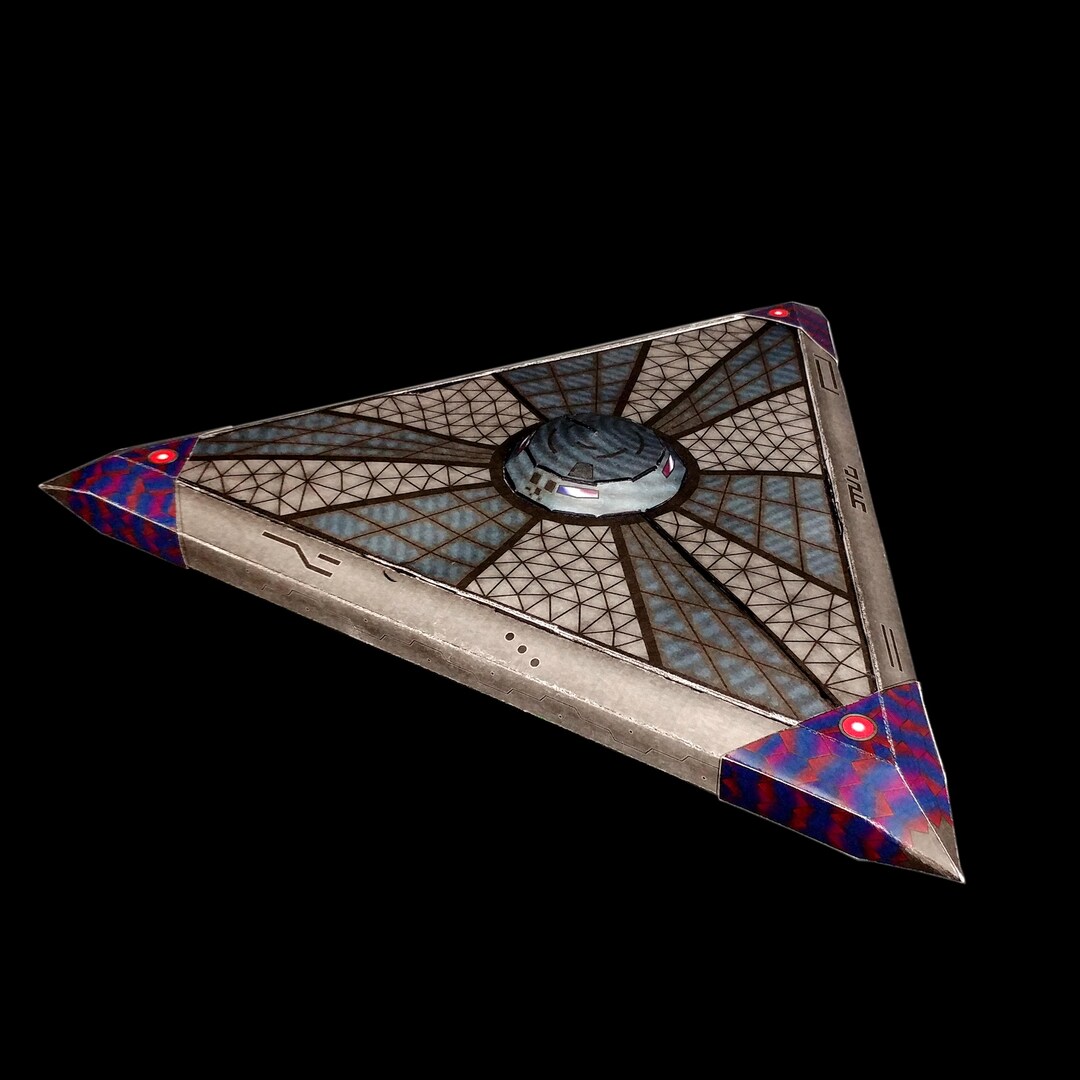 DIY Triangular UFO Spacecraft Cardmodel Kit - Large Night Shadow ...