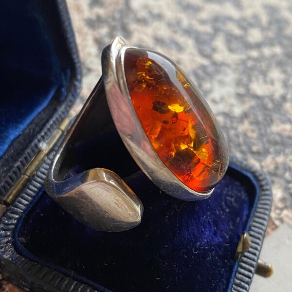Vintage Amber Ring - Etsy