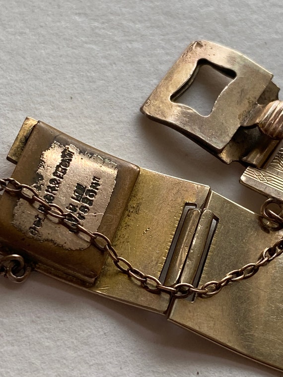 Vintage 9CT Gold Back & Front Engine Turned Panel Bra… - Gem