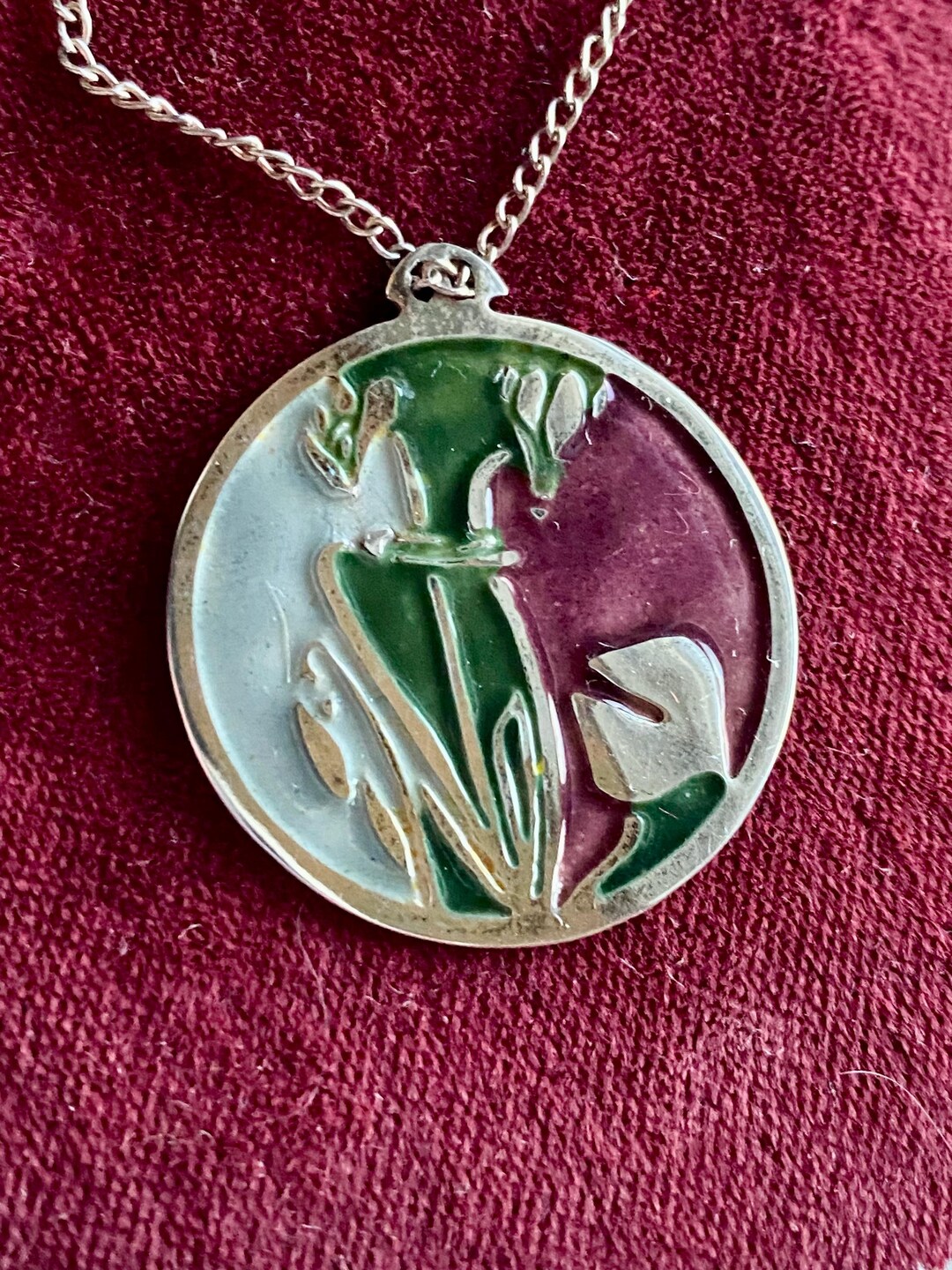 Vintage Scottish Sterling Silver Enamel Pendant & Chain. Pat Cheney ...