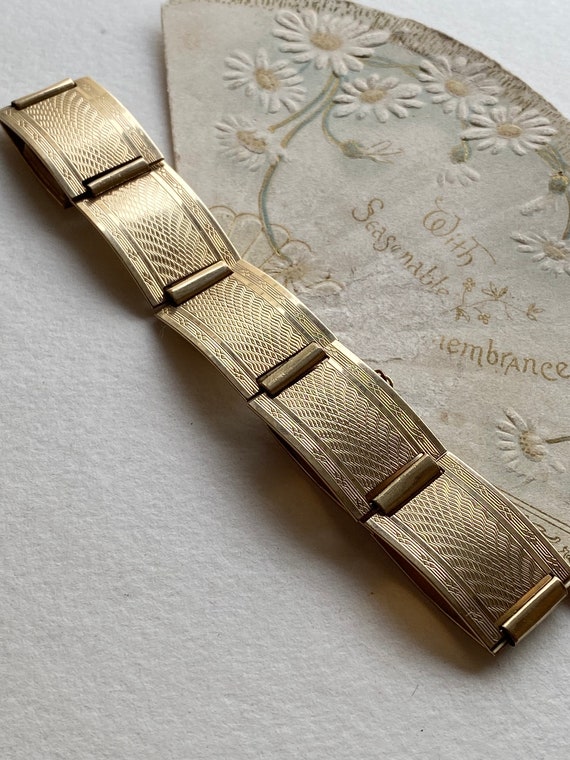 Vintage 9CT Gold Back & Front Engine Turned Panel Bra… - Gem