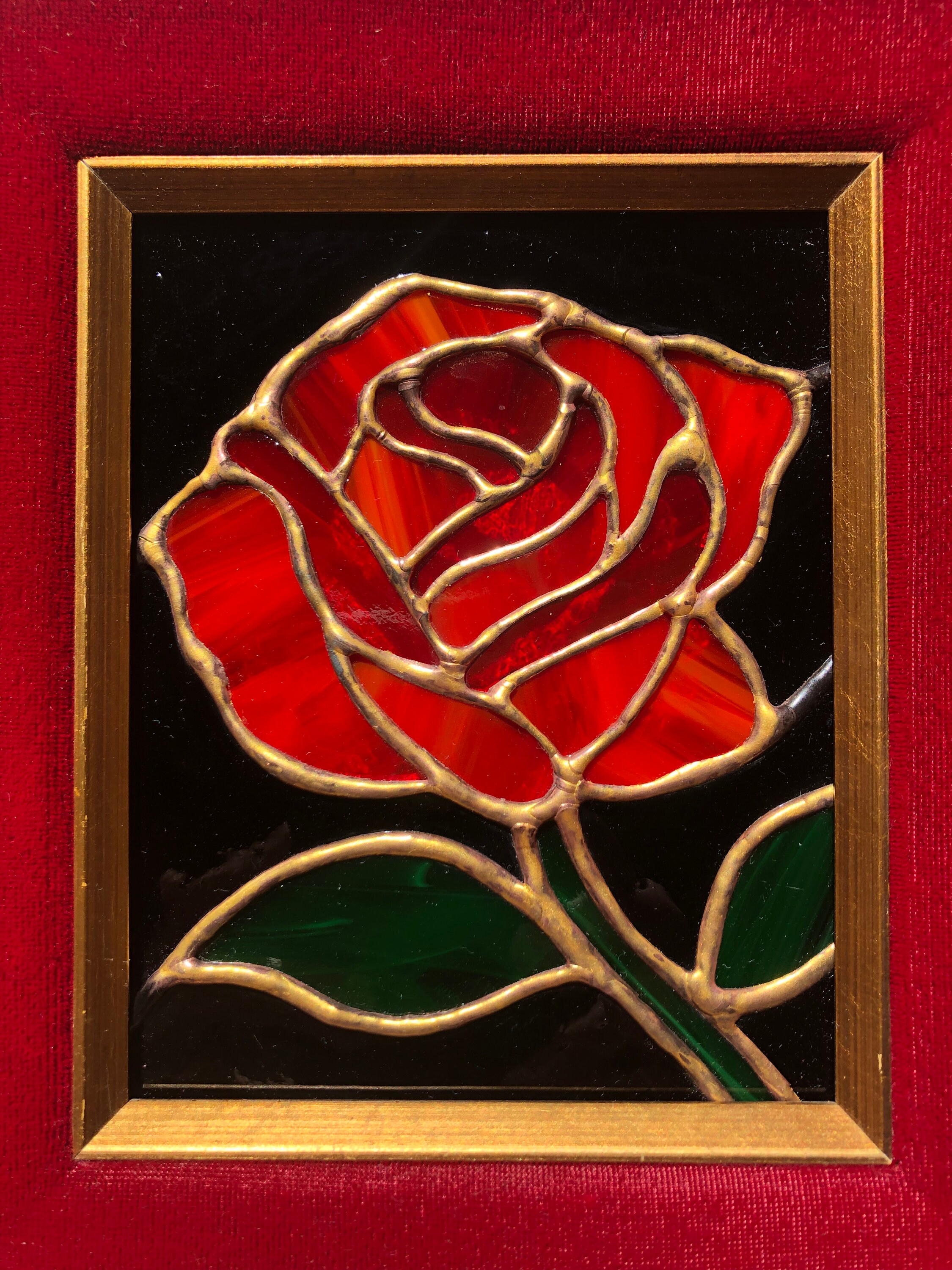 Red Rose Stained Glass Panel - Etsy