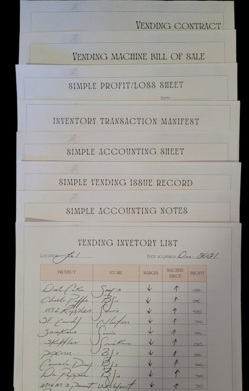 Vending Business Log - Etsy