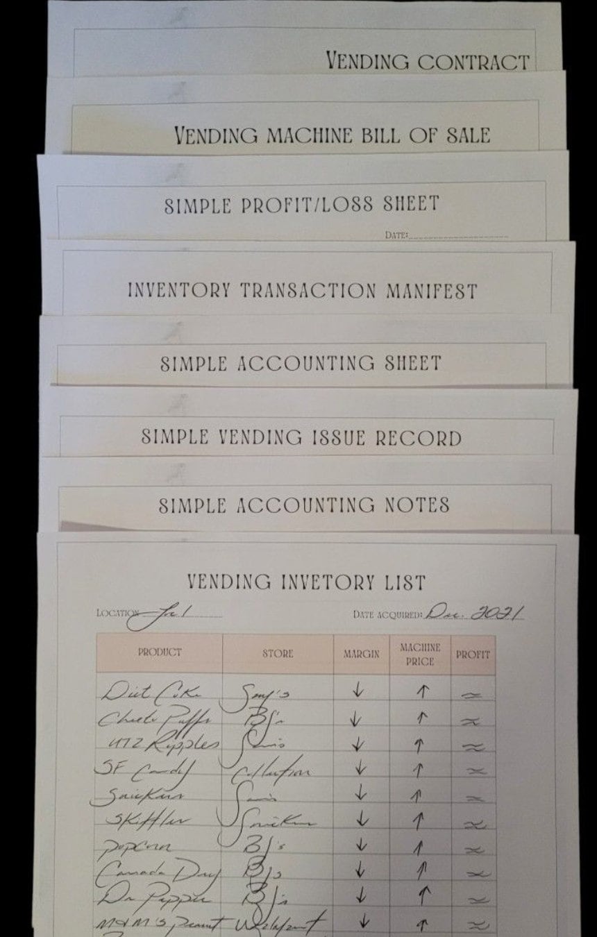 Vending Business Log - Etsy