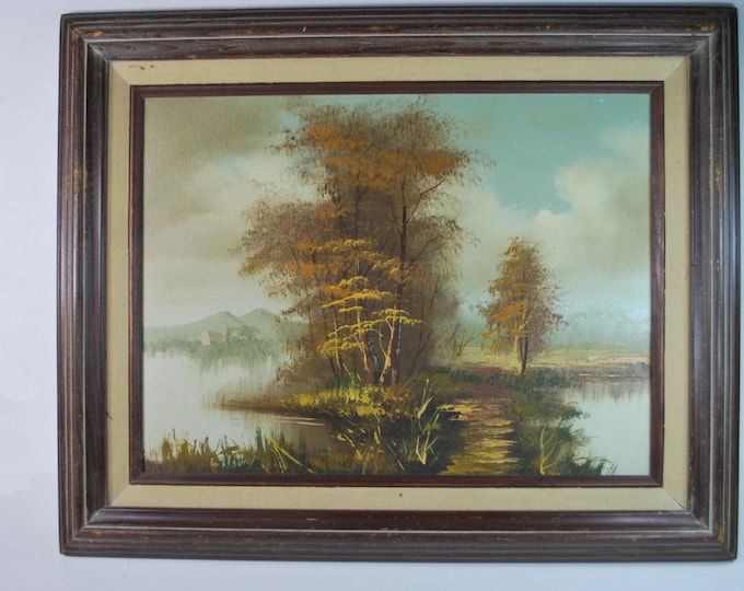 SALE Vintage Framed Landscape Oil Painting Signed Wilson - Etsy