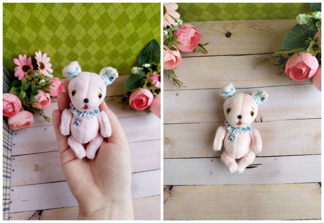 Pink Cute Tiny Small Mini Ooak Art Collectable Teddy Bear Dogg Puppy ...