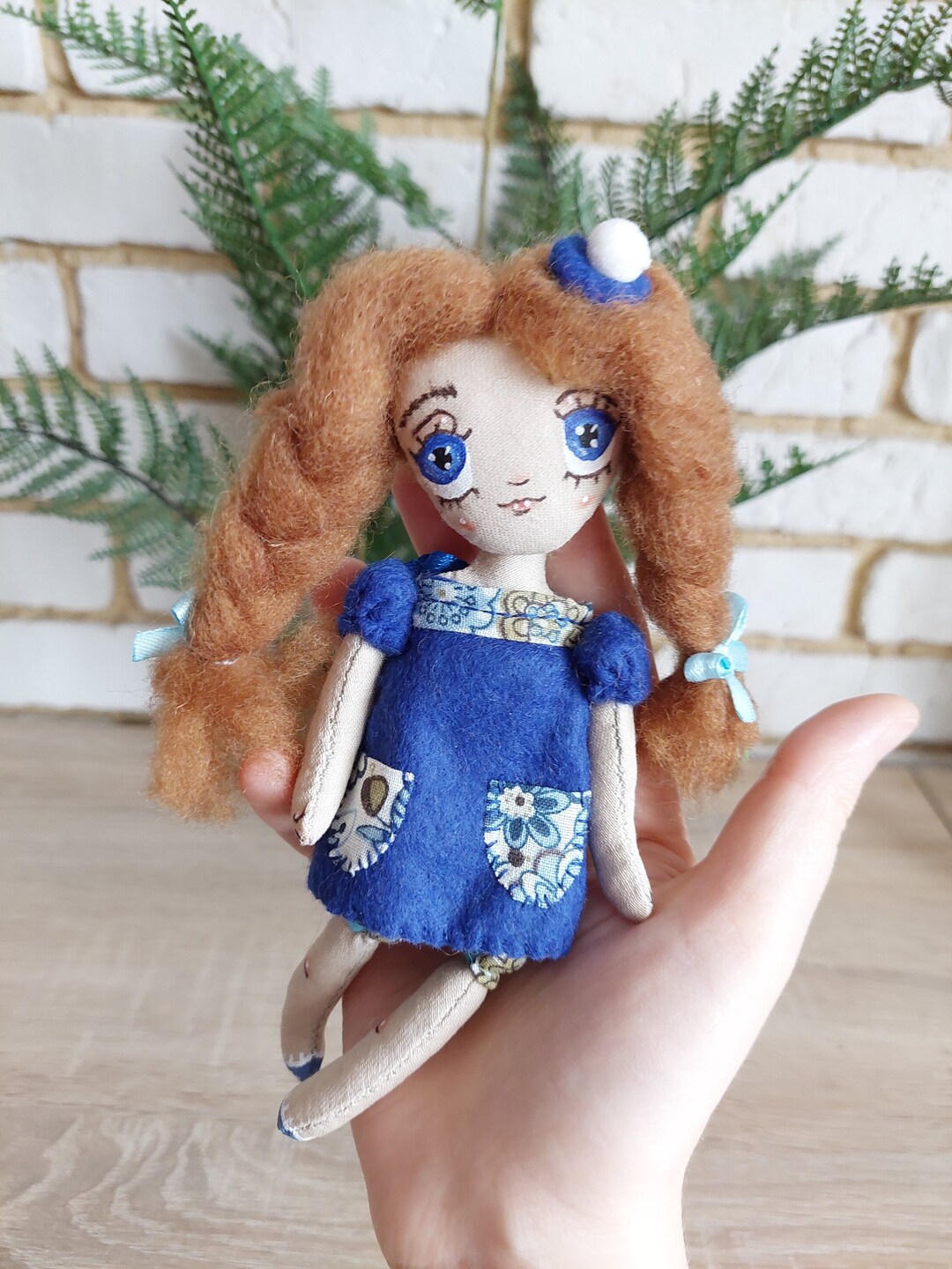Handmade OOAK Cloth Fabric Blue Rag Doll. Kitschy Doll. Gift for ...