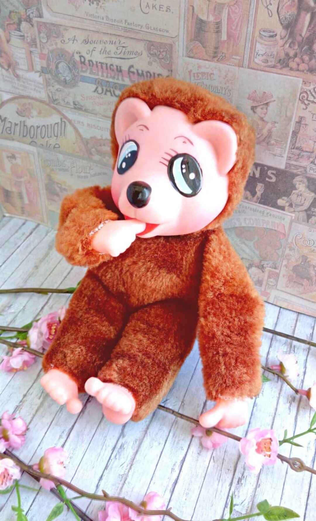 Vintage Rare Collectable Rubber Face Brown Bear Animal Toy. Monchhichi ...