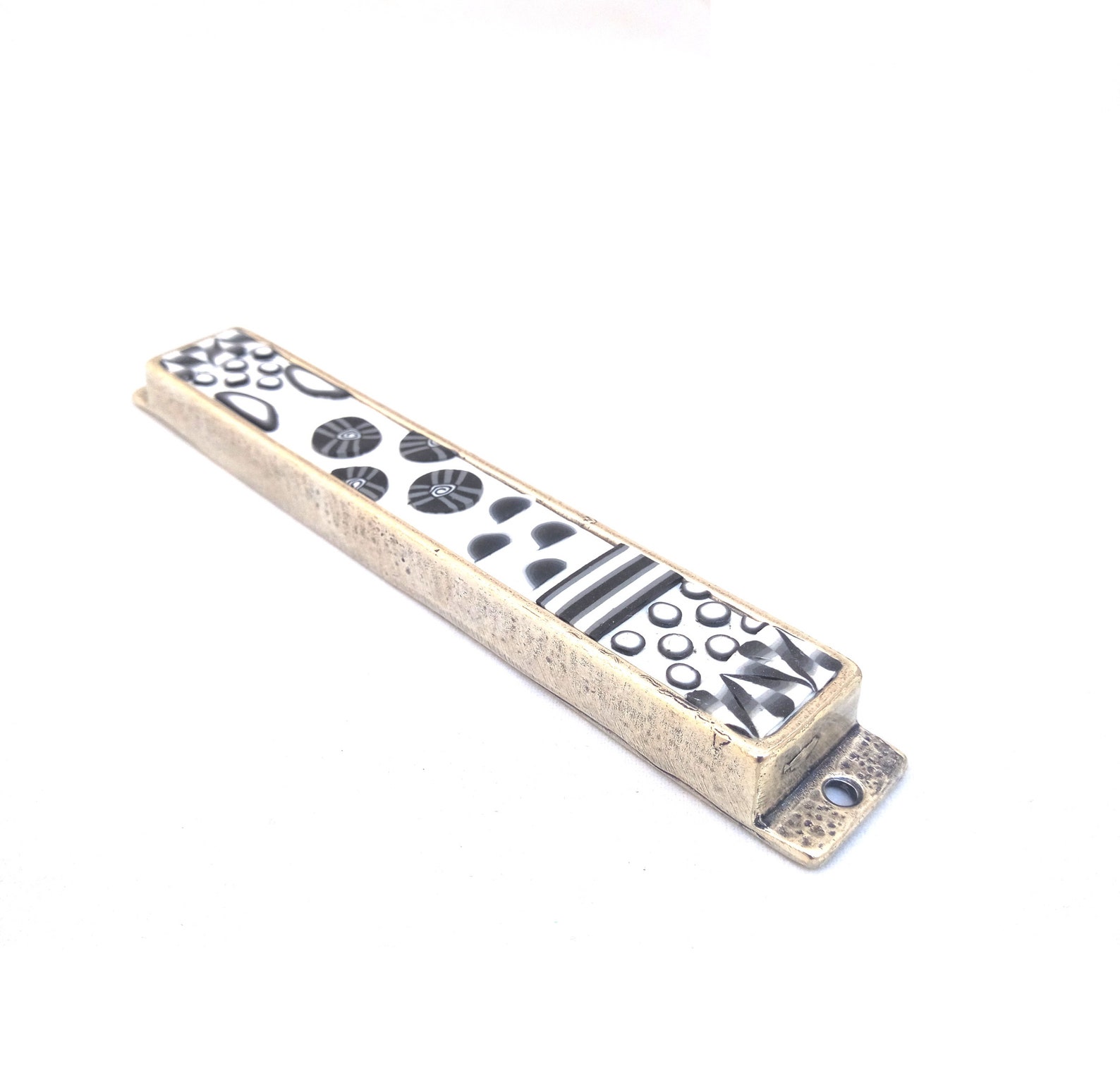 Geometric Mezuzah, Modern Mezuzah Case, Hostess Gift, Black and White ...