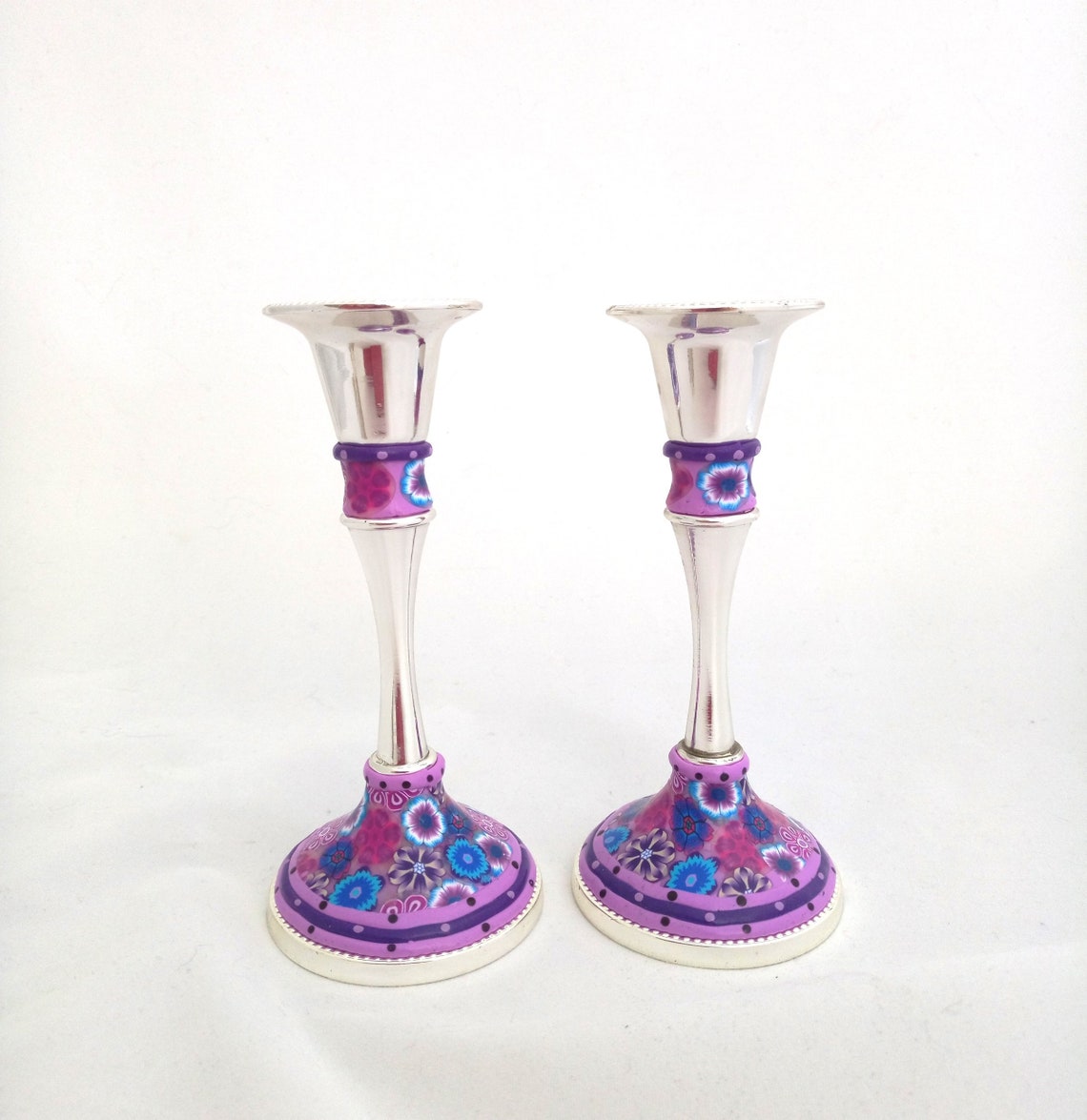 Small Candle Holders Table Decoration Purple Candlesticks | Etsy