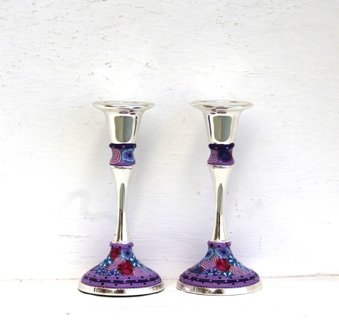 Small Candle Holders Table Decoration Purple Candlesticks | Etsy