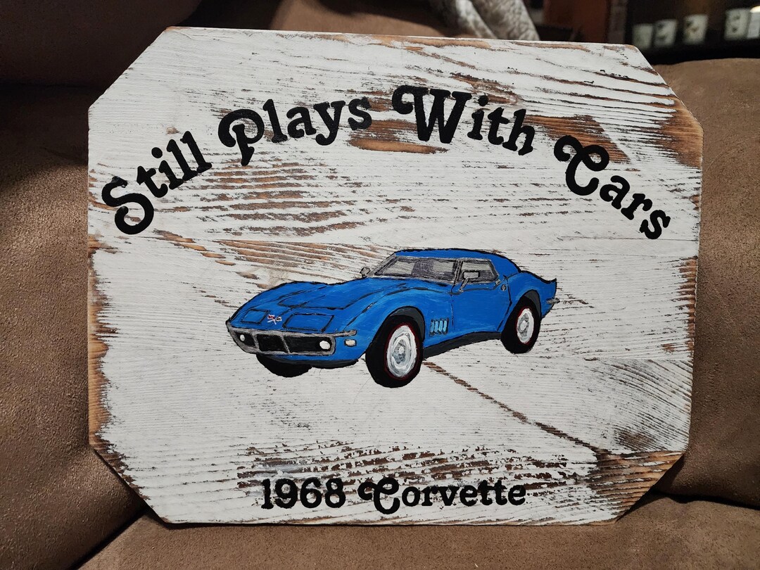 Hand Painted 1968 Corvette Wood Plaque: Classic Car Wall Art - Etsy