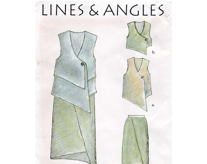 Lines & Angles Asymmetrical Vests and Bias Skirt Sewing Pattern Size 4 ...