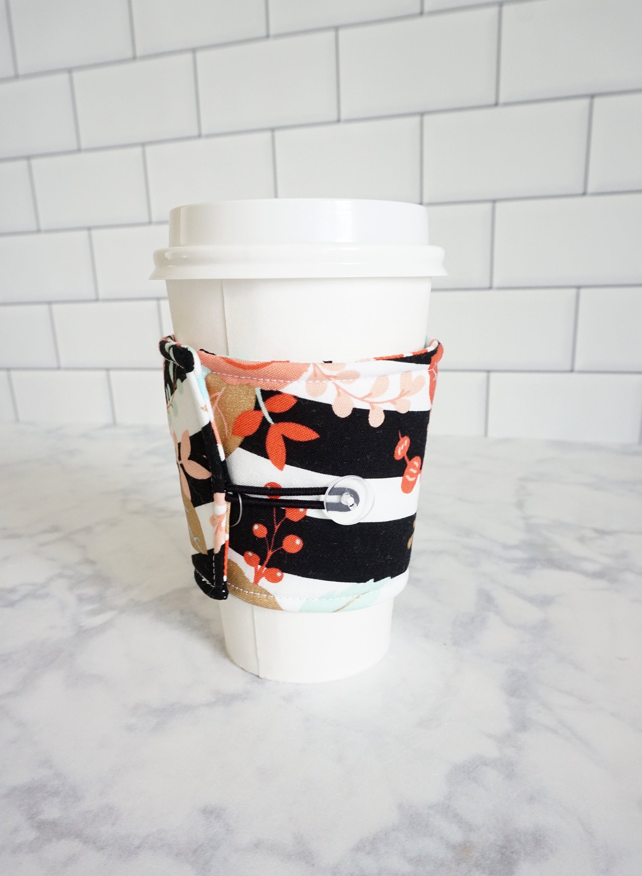 Reusable Coffee Sleeve-stripe Floral Print - Etsy
