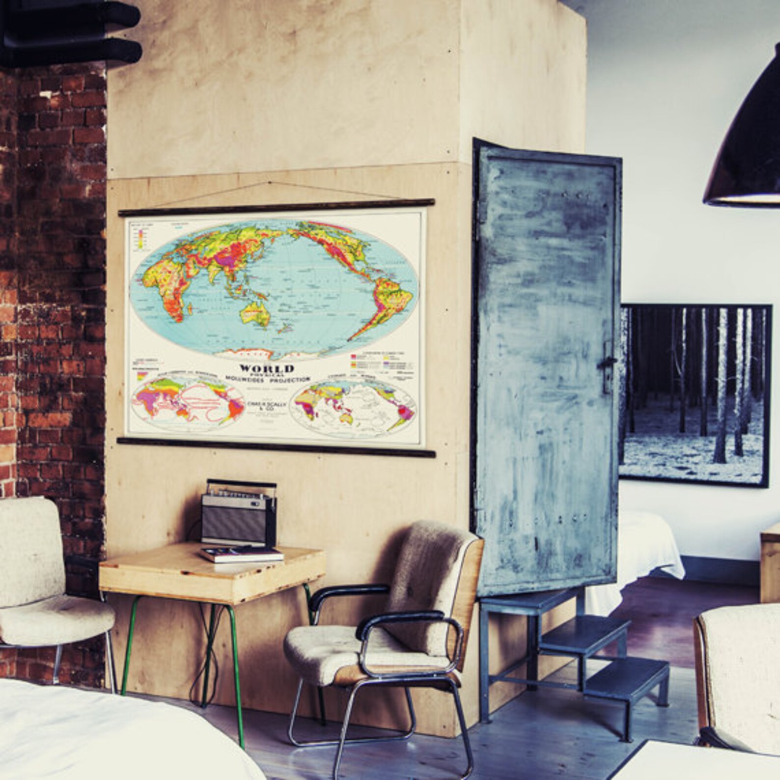 The World Physical - Pull Down Wall Chart - Etsy