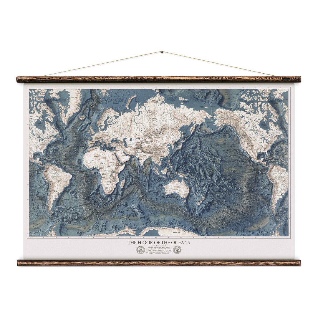 The World Relief - Pull Down Wall Map - Etsy