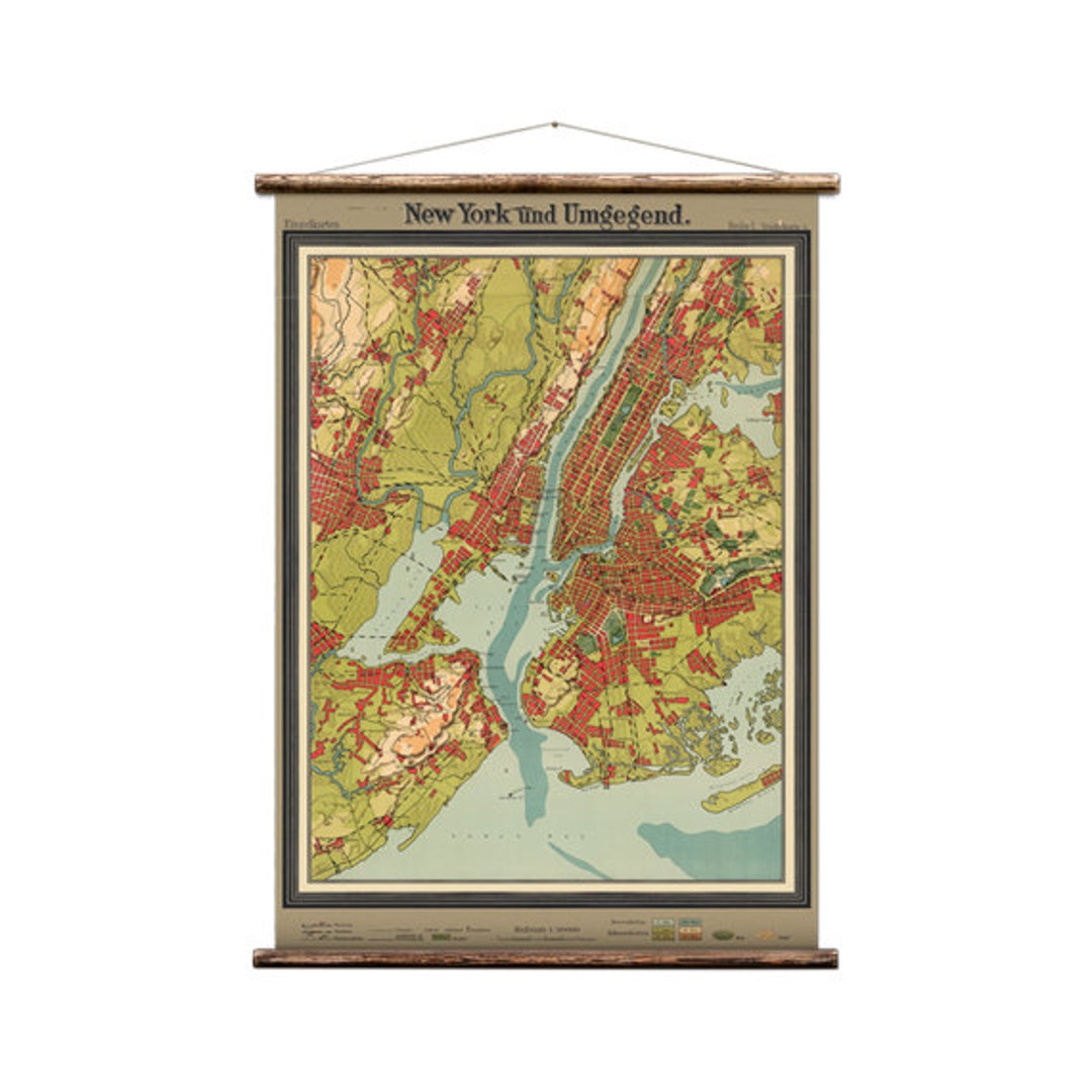 NEW YORK - Pull Down Wall Map - Etsy