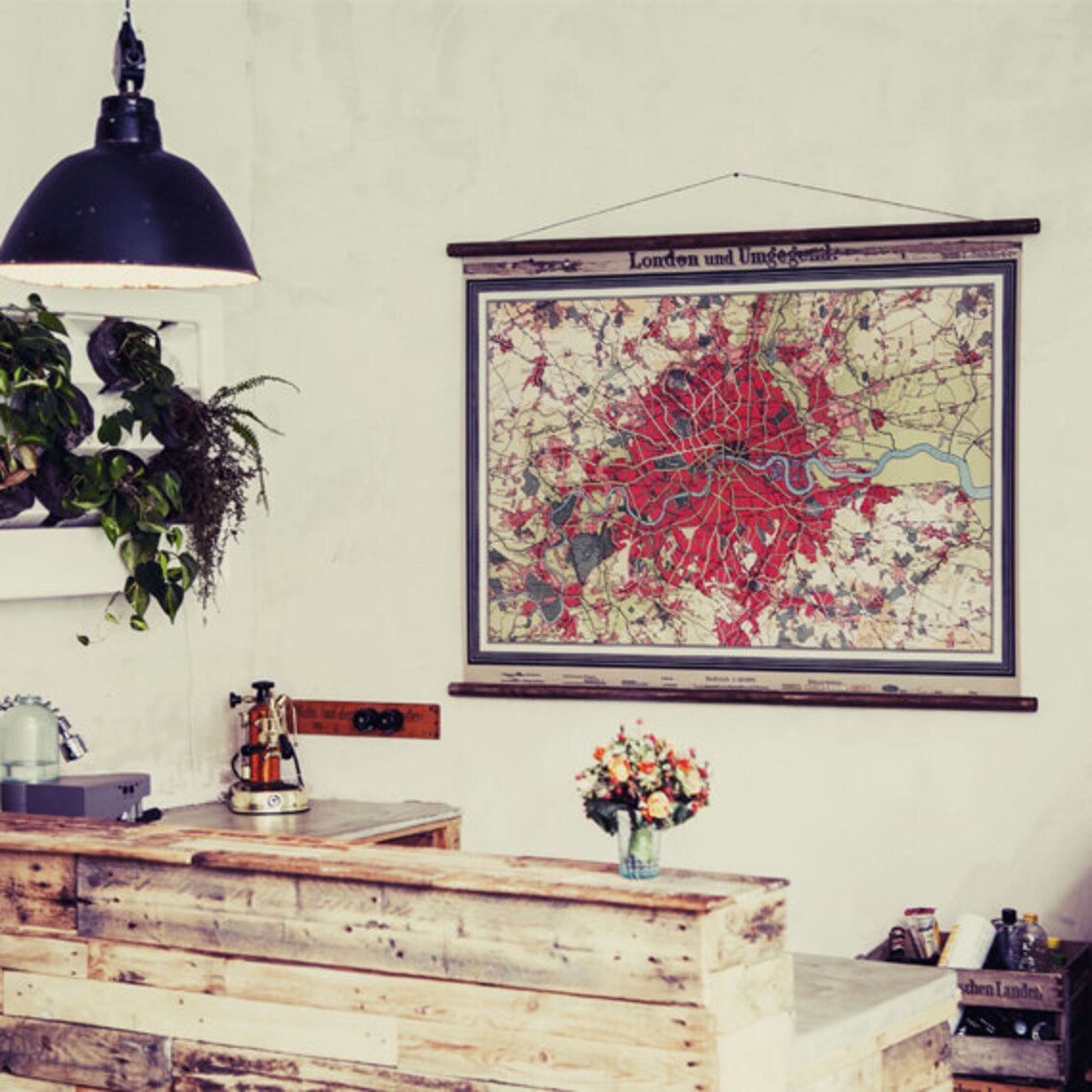 London - Pull Down Wall Map - Etsy