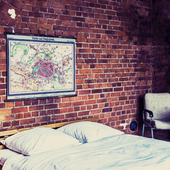 Paris - Pull Down Wall Map - Etsy