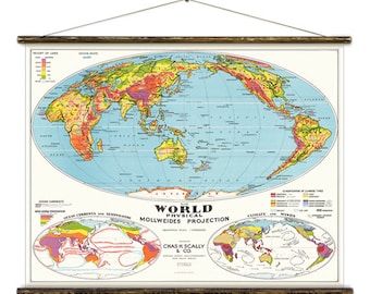 The World Pull Down Wall Map - Etsy Australia