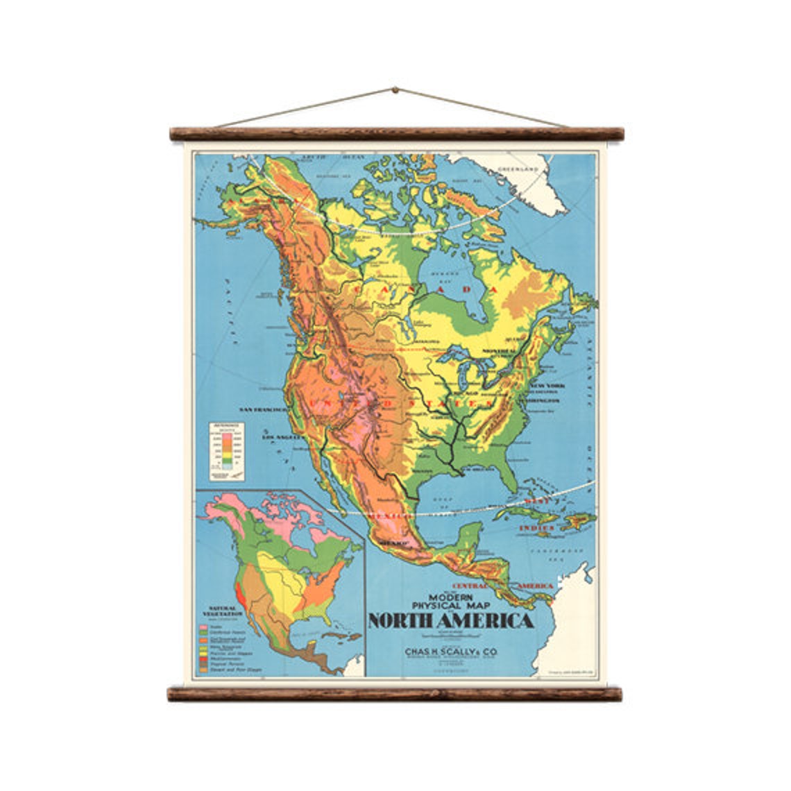 NORTH AMERICA - Pull Down Wall Map - Etsy