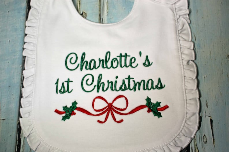First Christmas Bib, First Christmas Burp, 1st Christmas, Christmas Bib ...