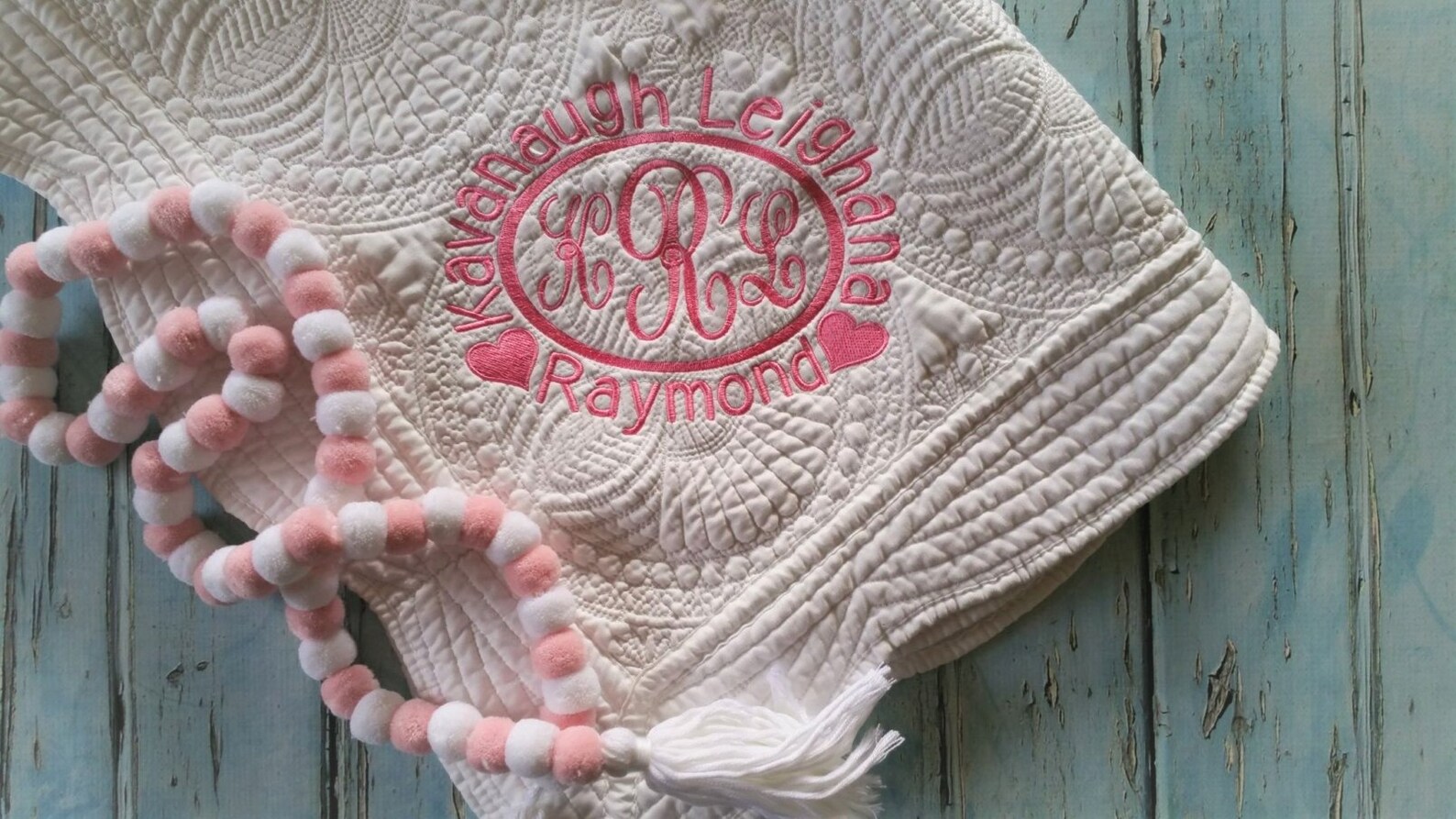 Monogrammed Baby Quilt, Personalized Baby Blanket, Personalized Baby ...