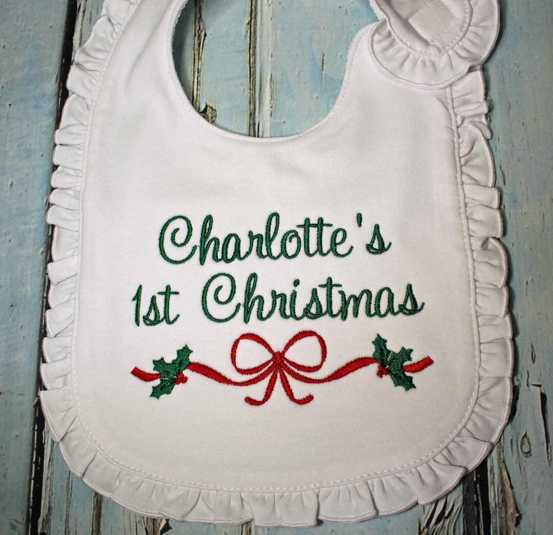 First Christmas Bib, First Christmas Burp, 1st Christmas, Christmas Bib ...