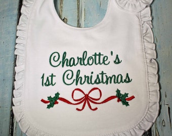 Christmas Baby Bib, First Christmas Bib, 1st Christmas, Christmas Bib ...