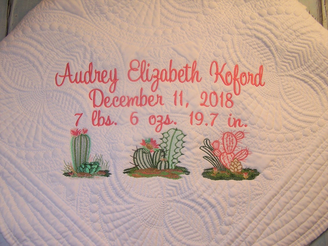 Personalized Baby Quilt, Cactus Themed Blanket Quilt, Personalized ...