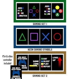 4 Neon Gaming Prints, Video Game Prints, Geek Art, Nurd Wall Art ...