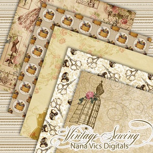 Sewing Digital Paper, Vintage Sewing, Stitches, Shabby Chic Sewing, Old ...