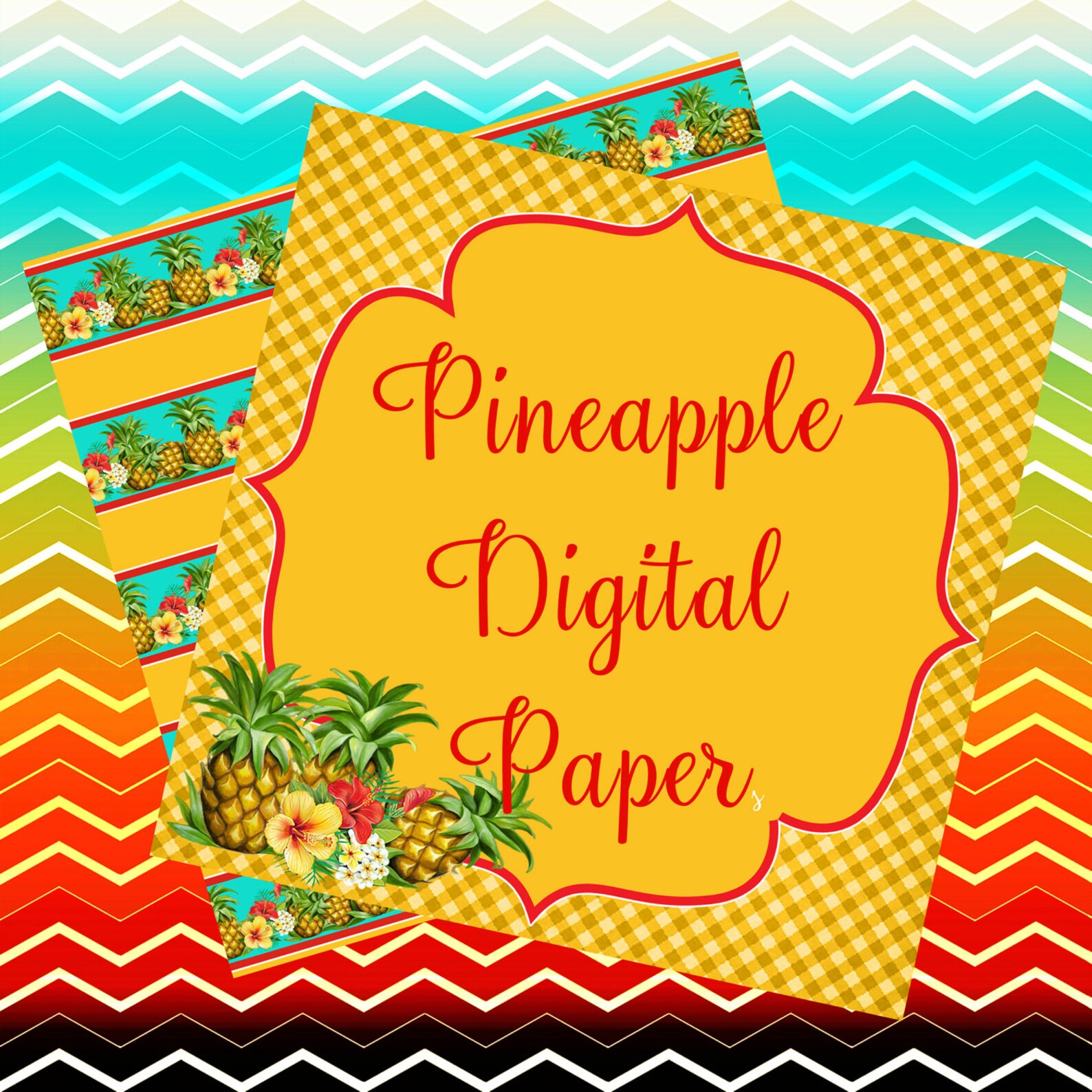 Pineapple Digital Paper Tropical Pineapple Photography - Etsy