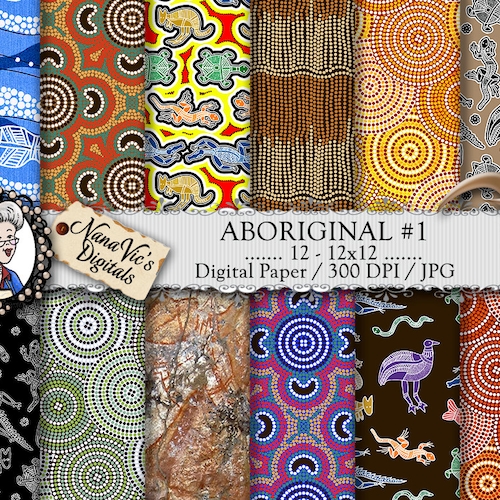 Aboriginal Digital Paper Kangaroo Snake Turtle Fish Emu - Etsy Australia