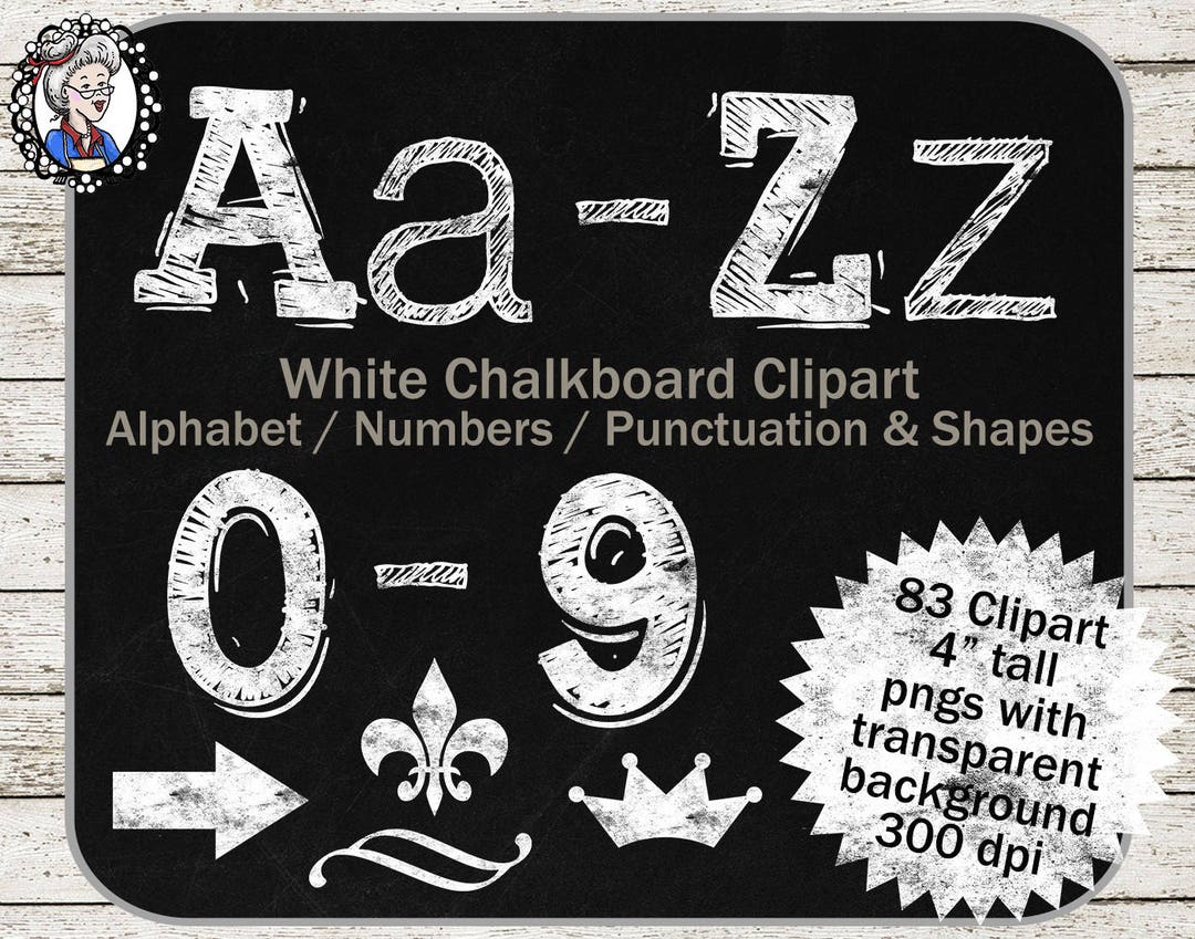 Blackboard Alphabet Clipart: Digital Chalk Alphabet Clip Art, White ...