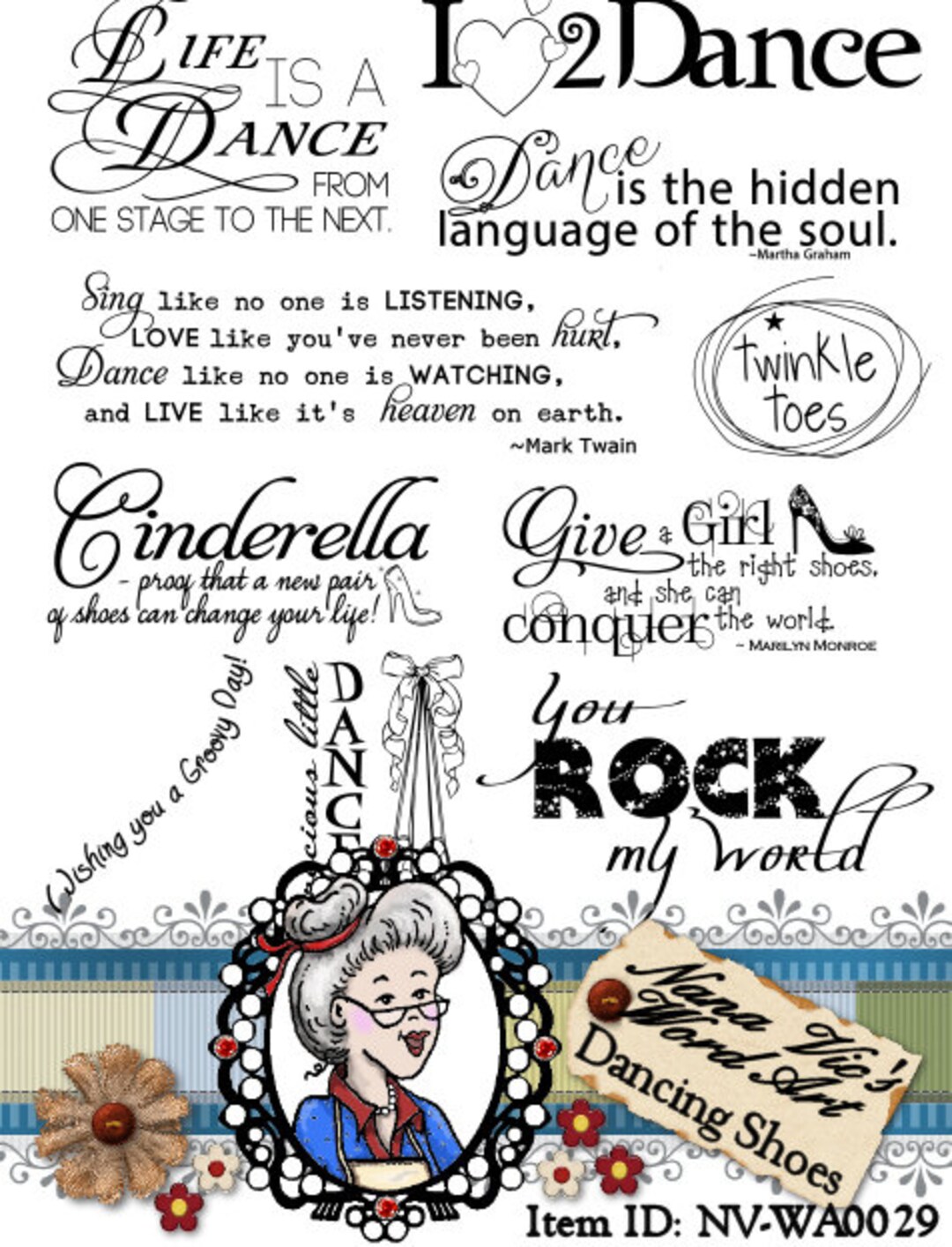 Dance Word Art Sentiments Instant Download Digital Digi Stamps ID:NV ...
