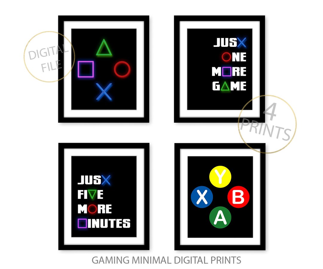 Gaming Wall Art Set of 4, Gaming Prints Set, Video Game Print, Gaming ...