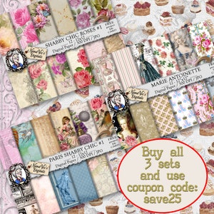 Paris Digital Paper Pack, Parisian Shabby Chic, Paris, Vintage French ...