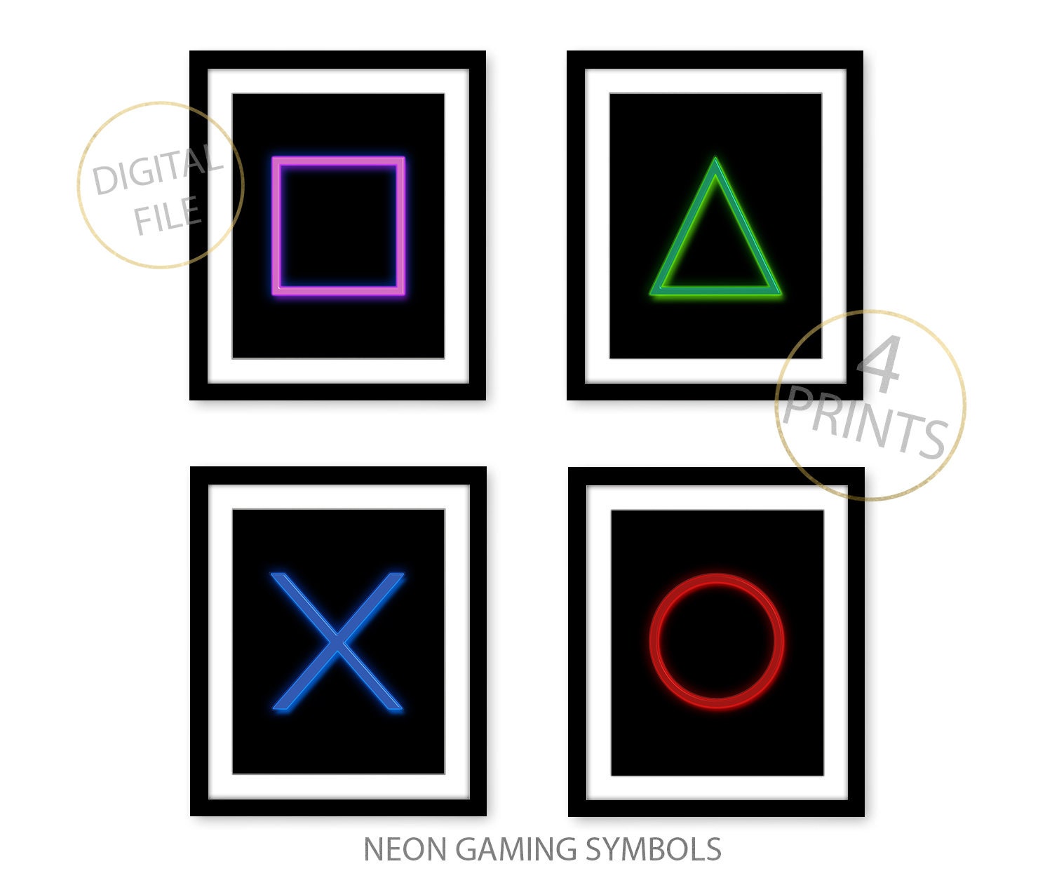 4 Neon Gaming Prints Video Game Prints Geek Art Nurd Wall - Etsy Australia