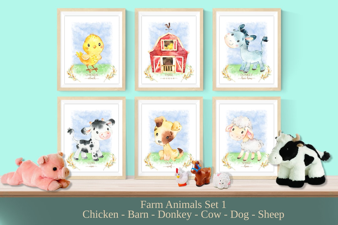 Farm Animals Nursery Prints, Set 1 Barnyard Nursery Decor Old Mcdonald ...