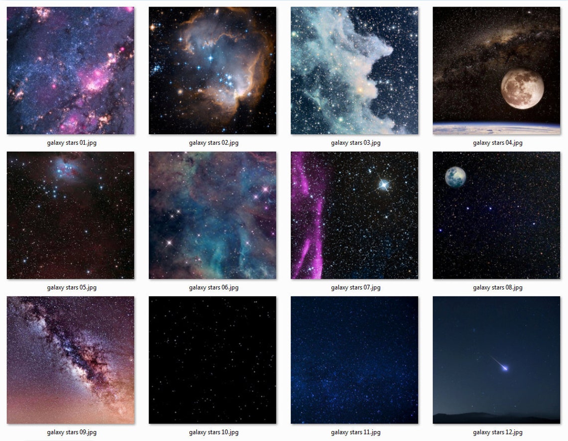 Galaxy Stars Moon Digital Paper / Overlay Sparkle Glitter - Etsy