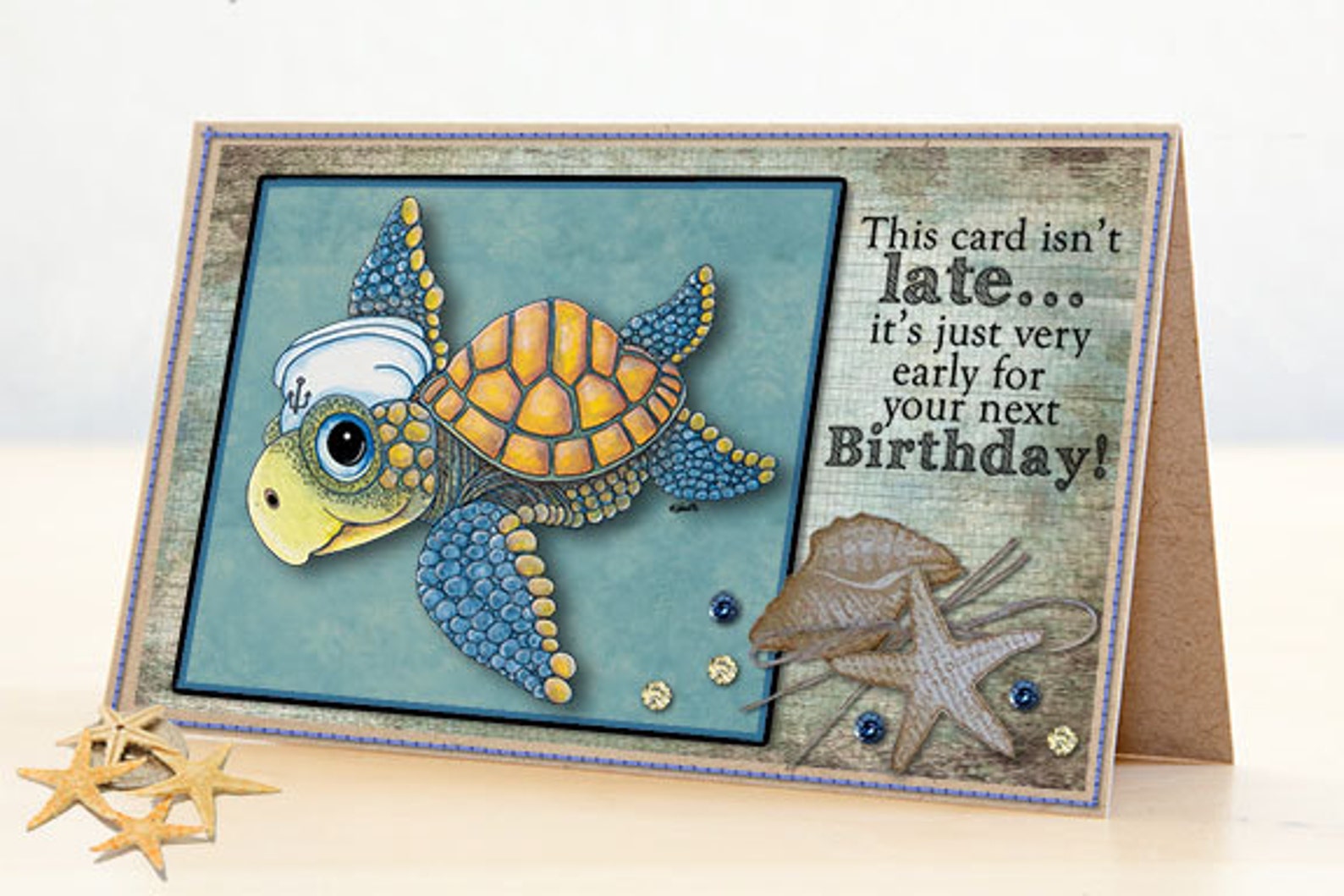 Sea Turtle Digital Stamp Digi Card Topper Cartoon Instant - Etsy Australia