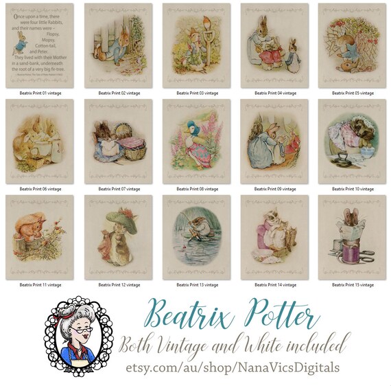 Beatrix Potter Nursery Set 15 Prints Vintage & White Peter | Etsy