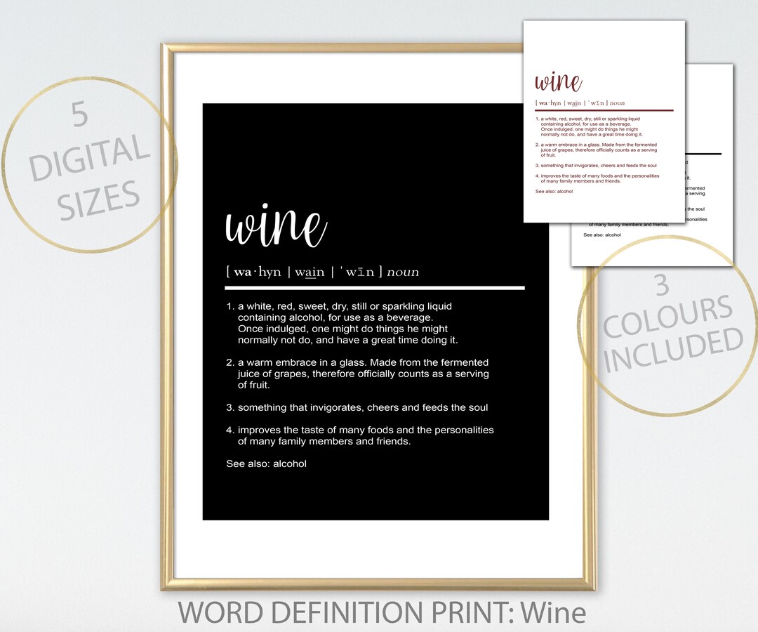 Wine Definition Print, Wine Prints, Definition Wall Art, Funny Wall ...