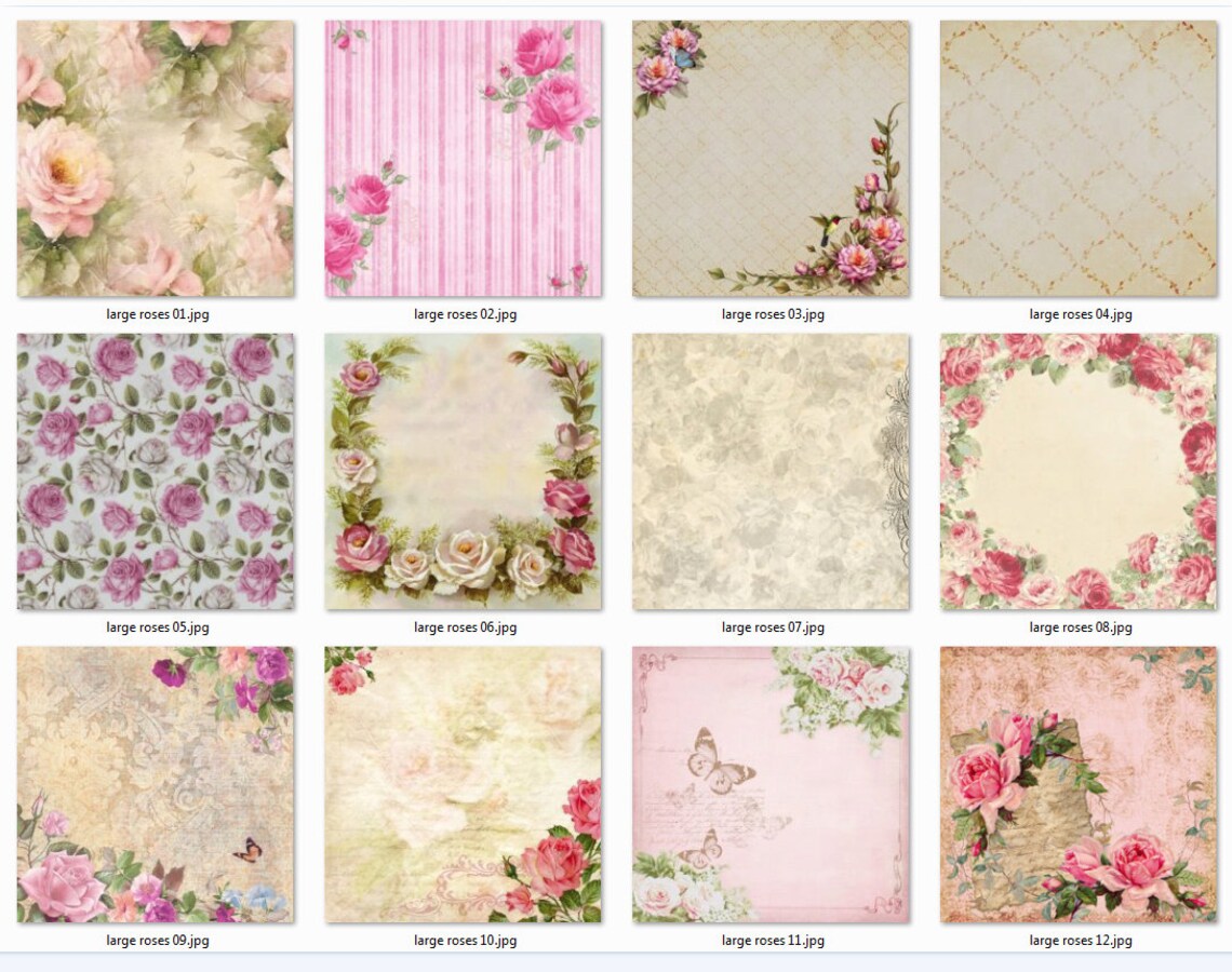 Digital Paper: Roses Shabby Chic / Ephemera /vintage Floral - Etsy