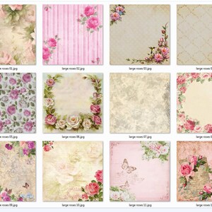 Digital Paper: Roses Shabby Chic / Ephemera /vintage, Floral ...