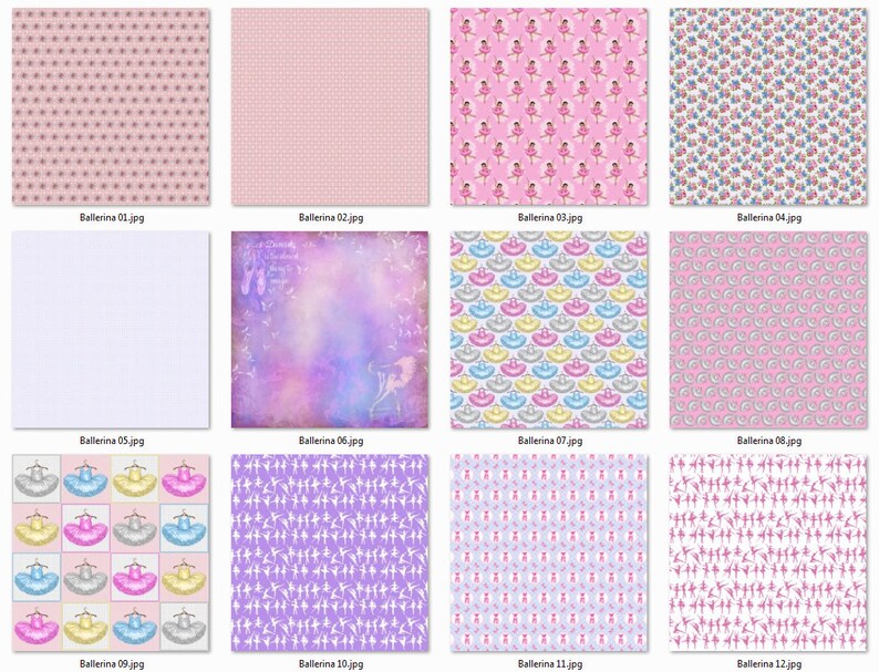 BALLERINA Digital Paper, Ballet Dance Digital Paper in Pink / Roses ...